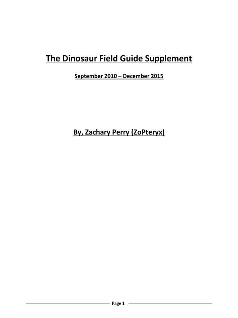 Dinosaur Field Guide Supplement 2010-2015 | PDF | Mesozoic Dinosaurs ...