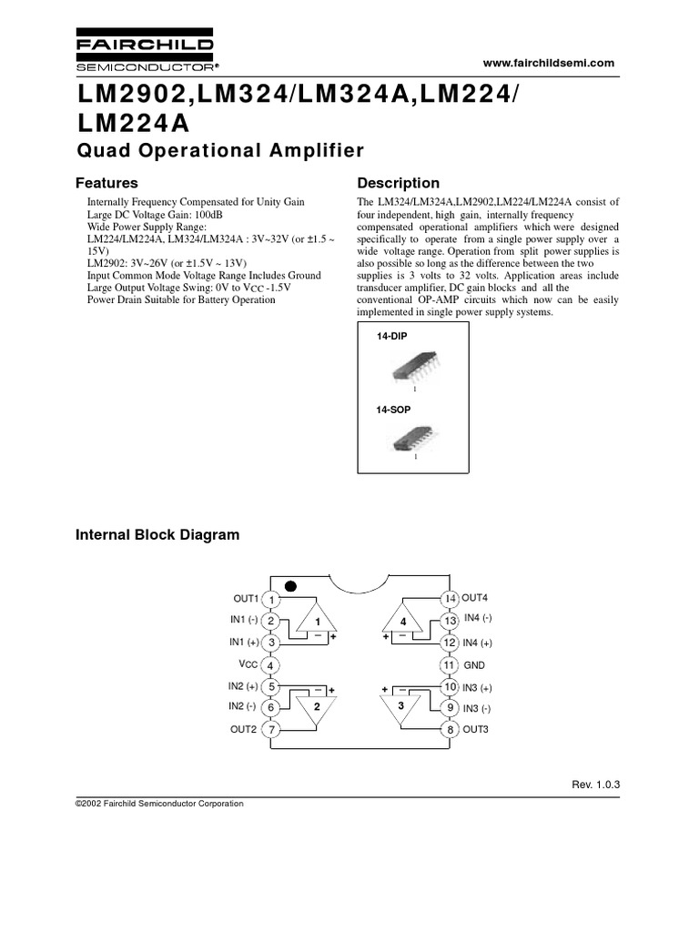 Datasheet lm324 | PDF | Operational Amplifier | Power Supply