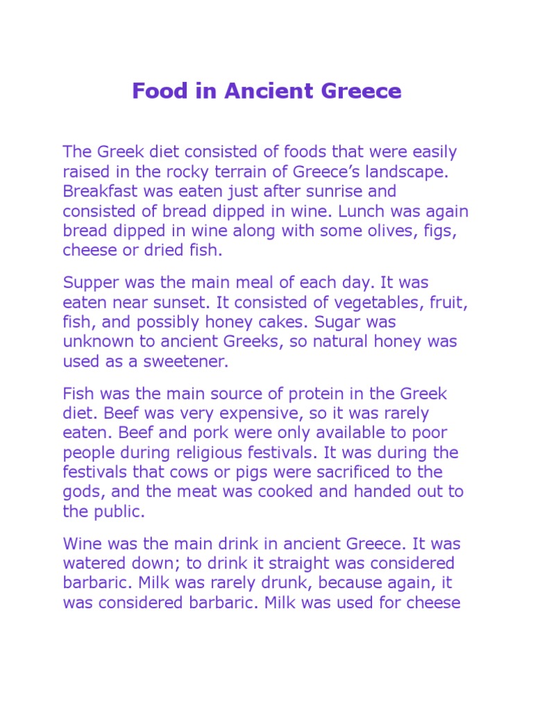 Ancient Greek Food and Dining Customs | PDF | Yogurt | Lunch