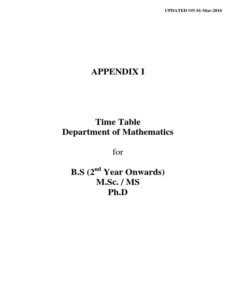 Appendix I: UPDATED ON 01-Mar-2016 | PDF | Mathematical Analysis ...