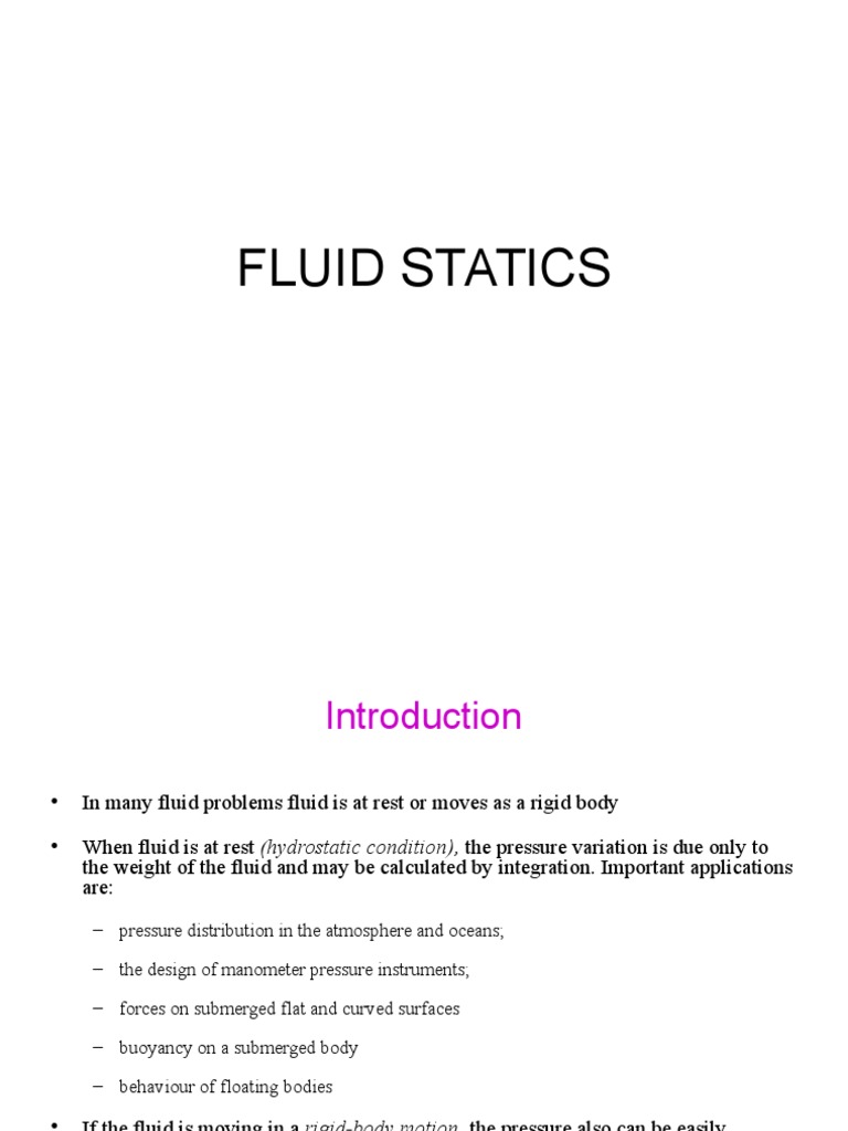 Ch2 Fluid Statics | PDF | Buoyancy | Pressure Measurement