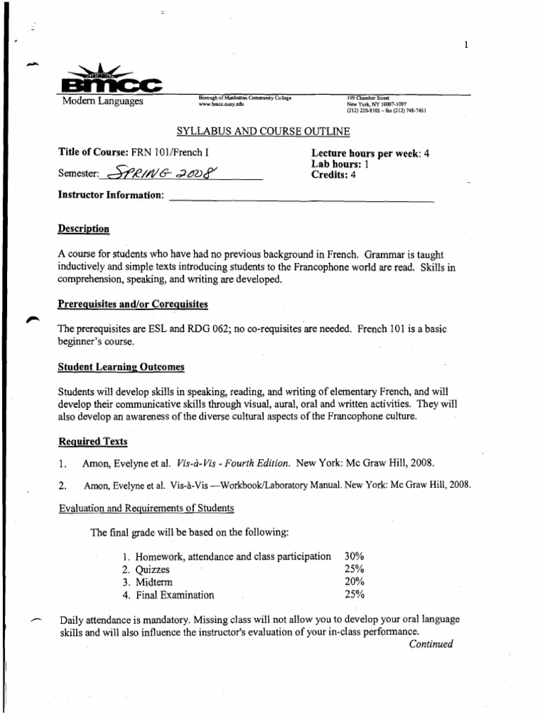 French A1 Course Outline PDF | PDF | Verb | Plagiarism