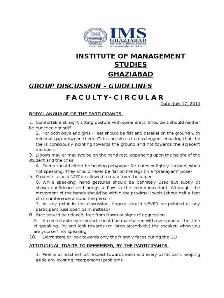 Group Discussion Body Language Tips | PDF | Career & Growth | Wellness