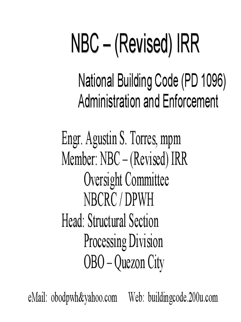 National Building Code (PD 1096) Overview | PDF | Elevator | Economic ...