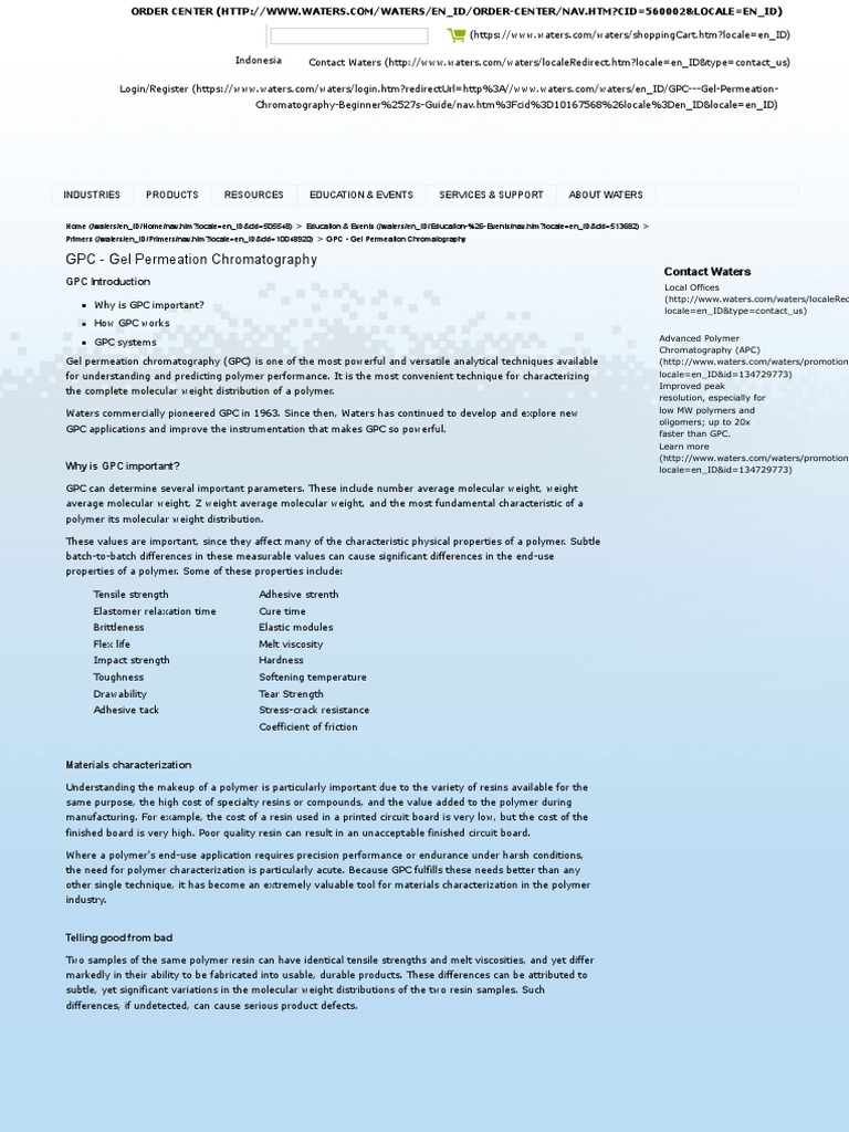 GPC - Gel Permeation Chromatography Beginner's Guide: Waters | PDF ...