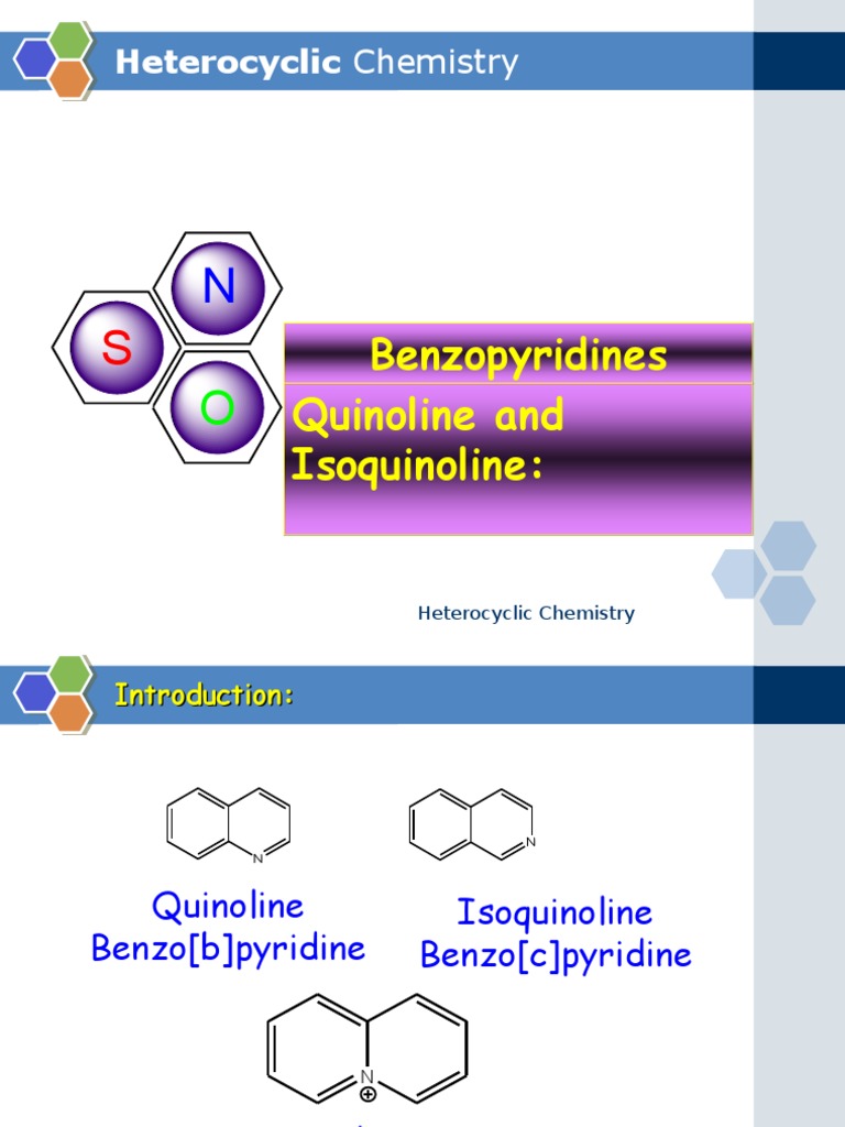 CH 4 Part 2 Quinoline and Isoquinoline | PDF | Pyridine | Heterocyclic ...
