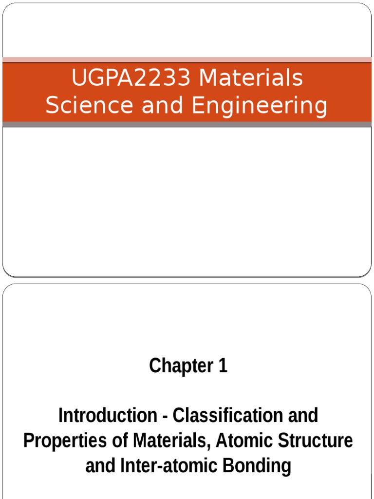 Lecture 1 1 Classification And Properties Of Materials Pdf