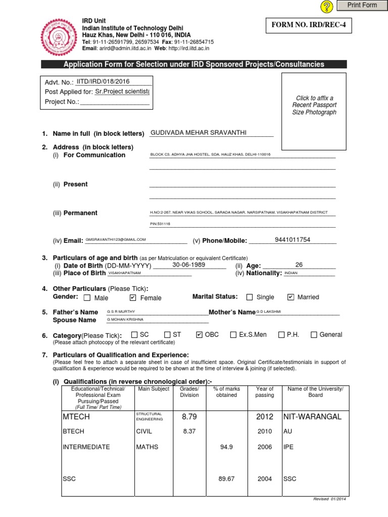 Application For IRD Sponsored Projects - Consultancies | PDF | Academia ...