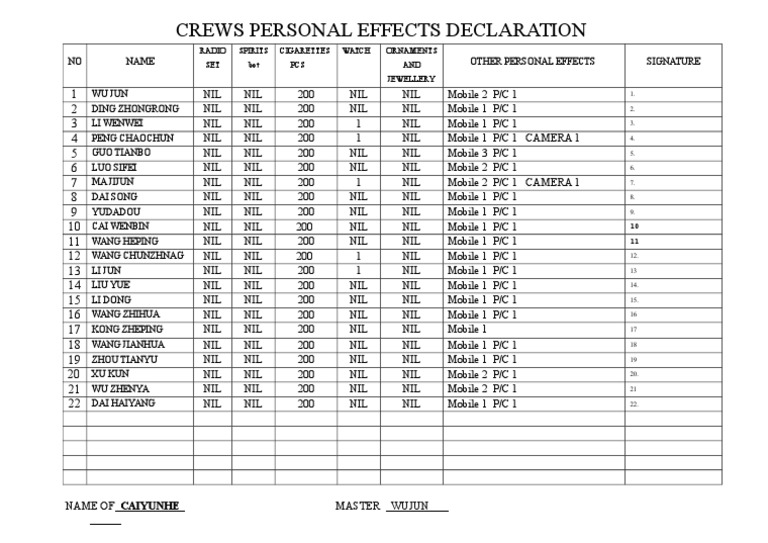 Personal Effect | PDF