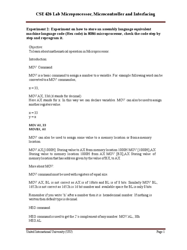 Lab2 PDF | PDF | Assembly Language | Computer Programming Lab2 PDF | PDF | Assembly Language | Computer Programming