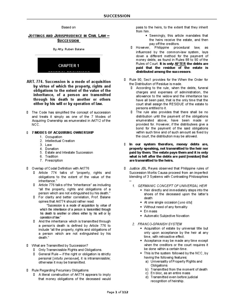 Succession Reviewer | PDF | Will And Testament | Inheritance