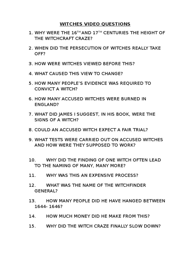 Witches: Key Questions Explored | PDF