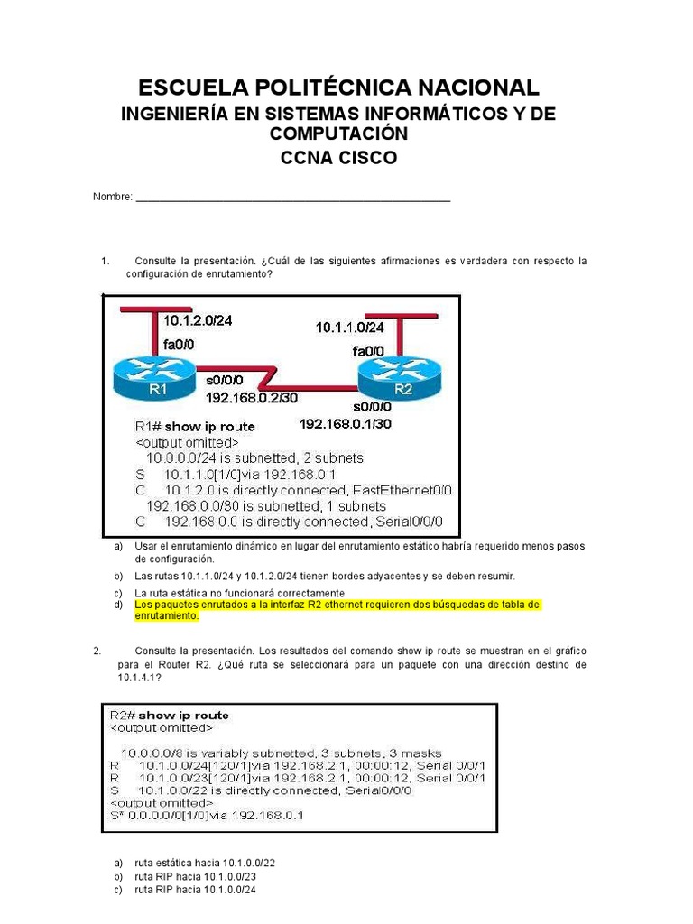 Configuración y diagnóstico de redes de enrutamiento | PDF | Enrutador (Computación) | Dirección IP