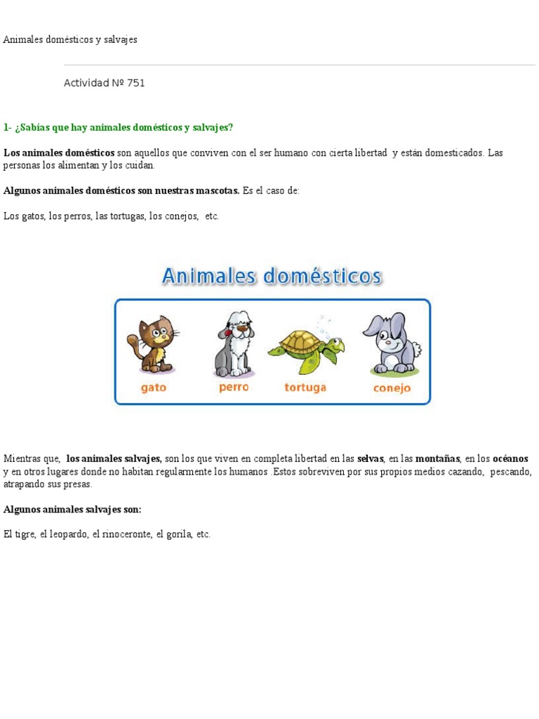 Animales: Domésticos vs Salvajes | PDF | Libros para adolescentes