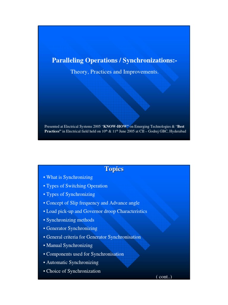 Synchronization | PDF | Electric Generator | Synchronization