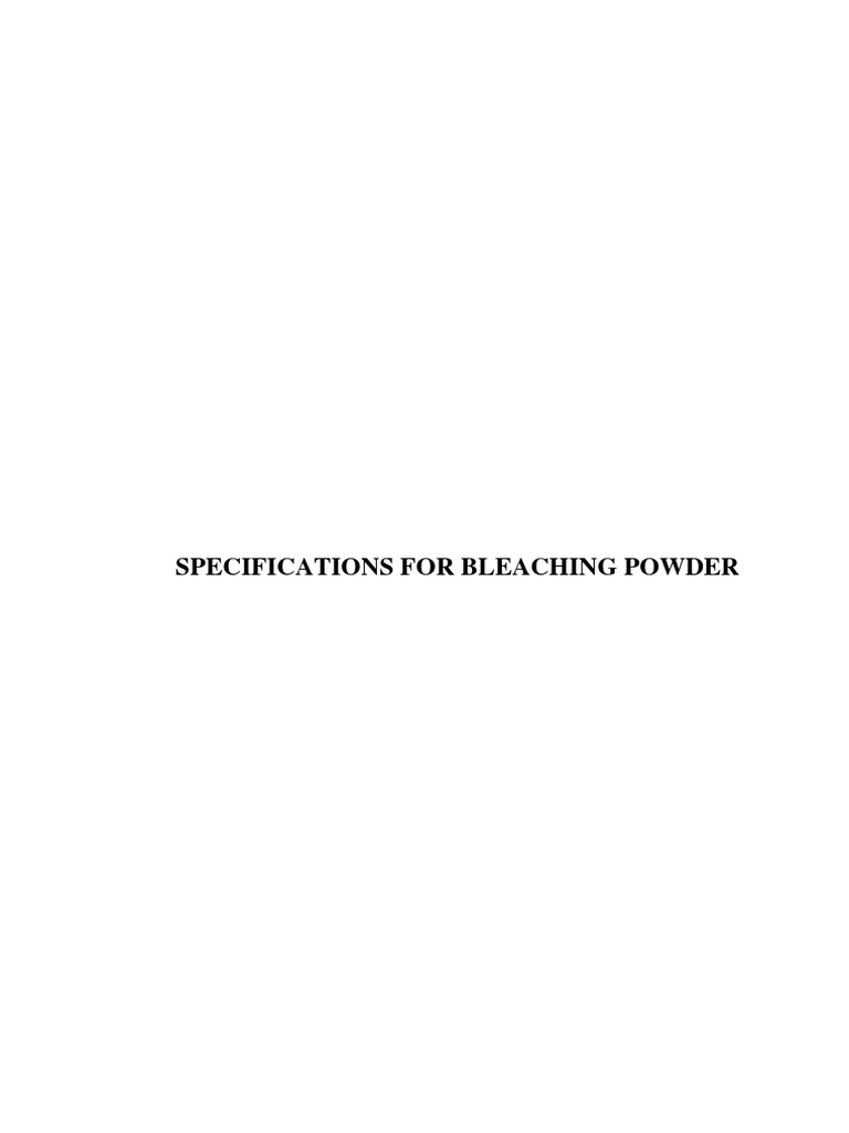 Bleaching Powder | PDF | Precipitation (Chemistry) | Bleach