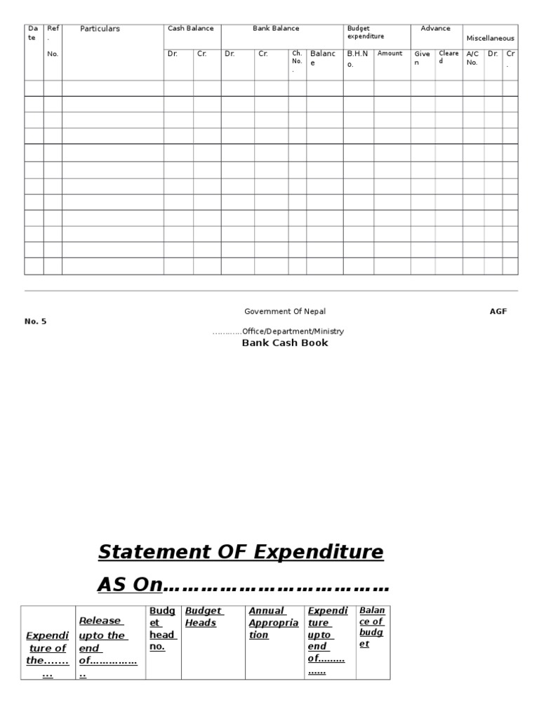 Bank Cash Book Format Print | PDF