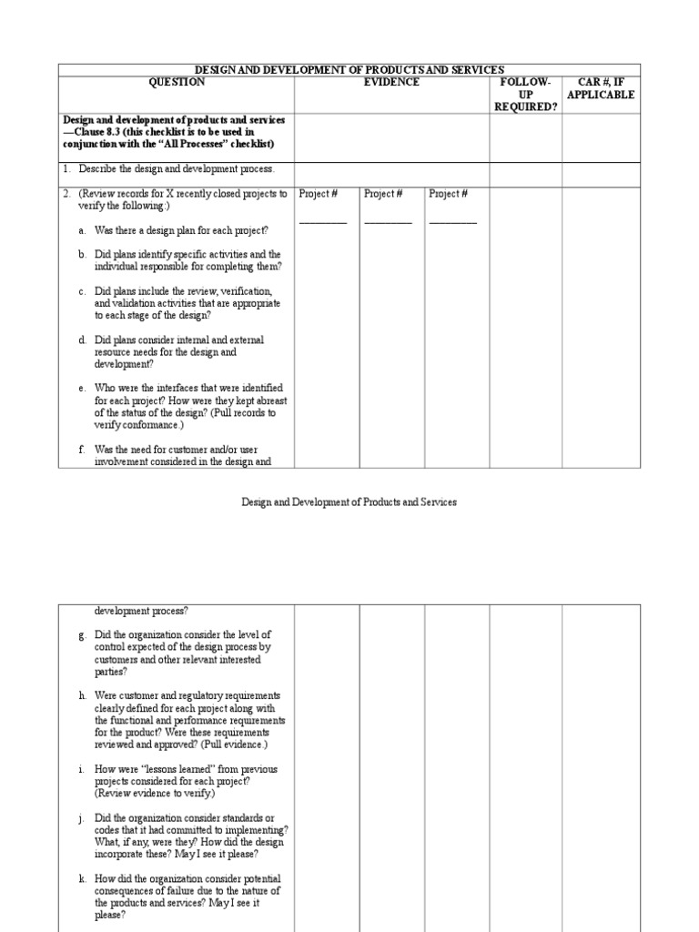 Design and Development Process Checklist | PDF | Verification And ...
