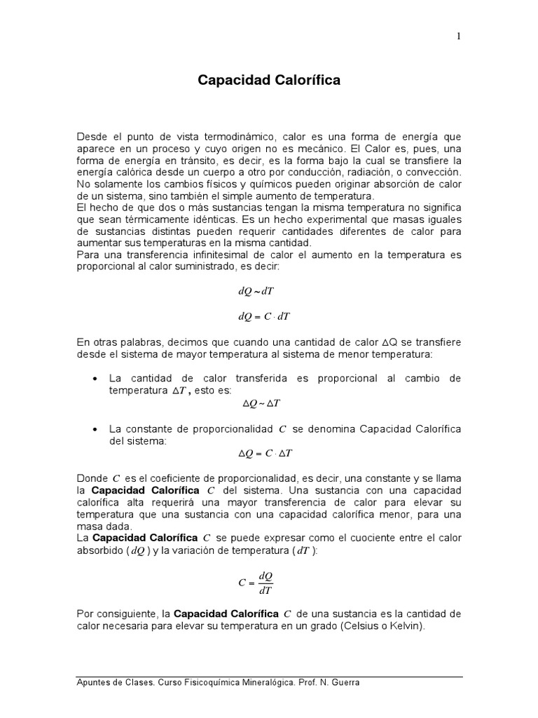 Capacidad Calorífica en Fisicoquímica | PDF | Calor latente | Calor