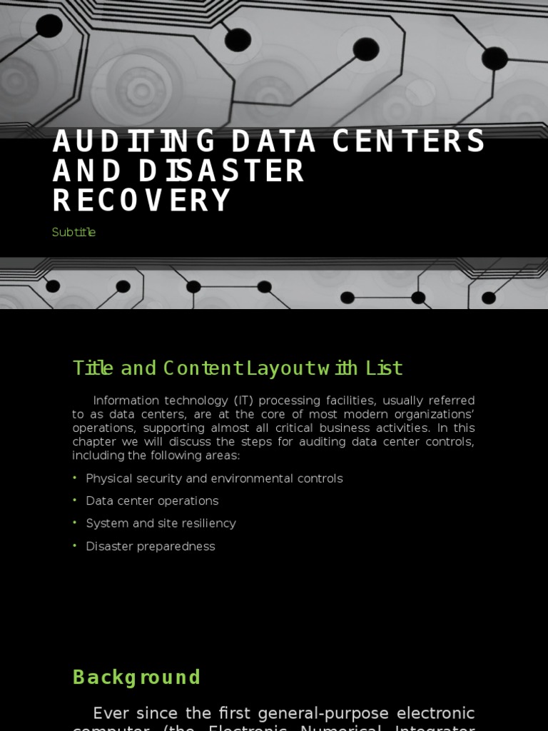 Auditing Data Centers for Disaster Recovery | PDF | Access Control ...