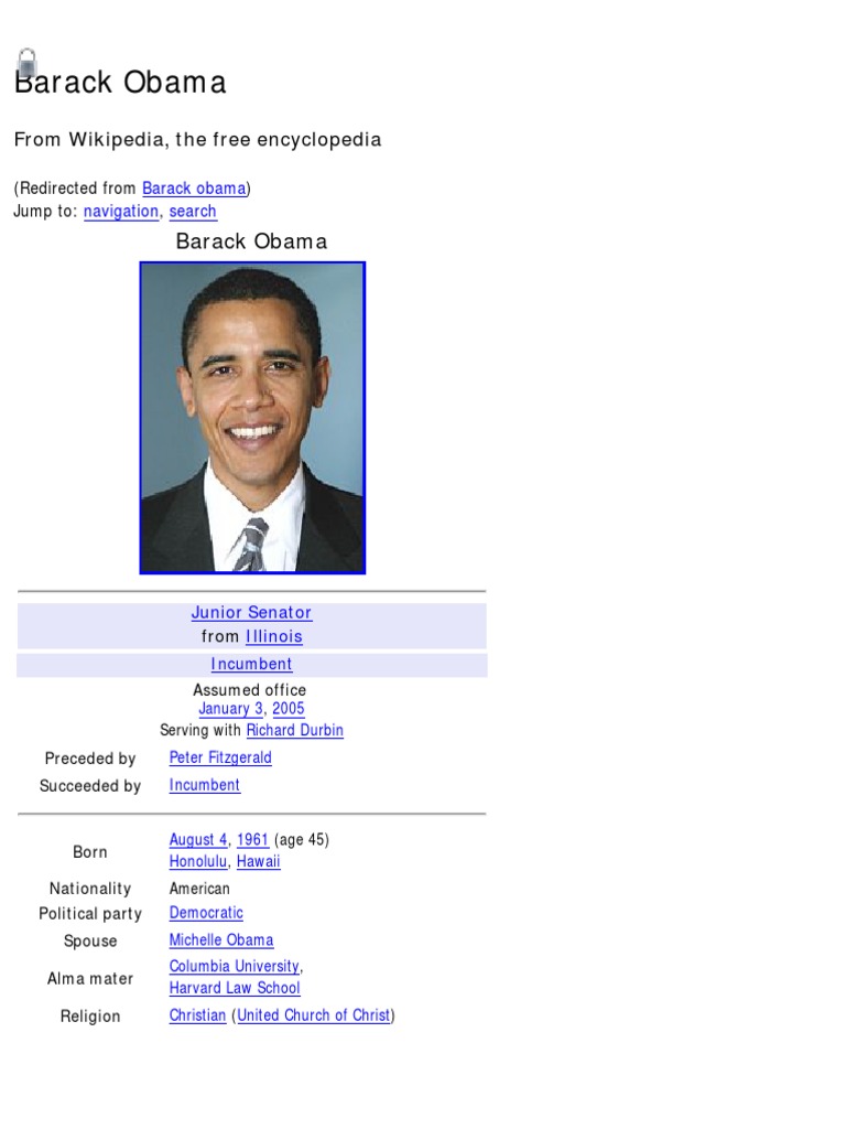 BARACK OBAMA- BIOGRAPHY- WIKIPEDIA.pdf | Barack Obama | Politics