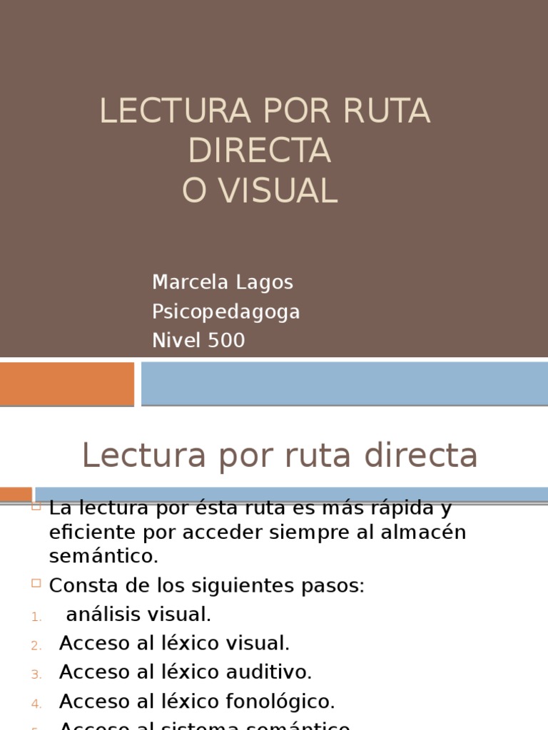 Clase 12 Lectura Por Ruta Directa Marcela | PDF | Palabra | Fonología