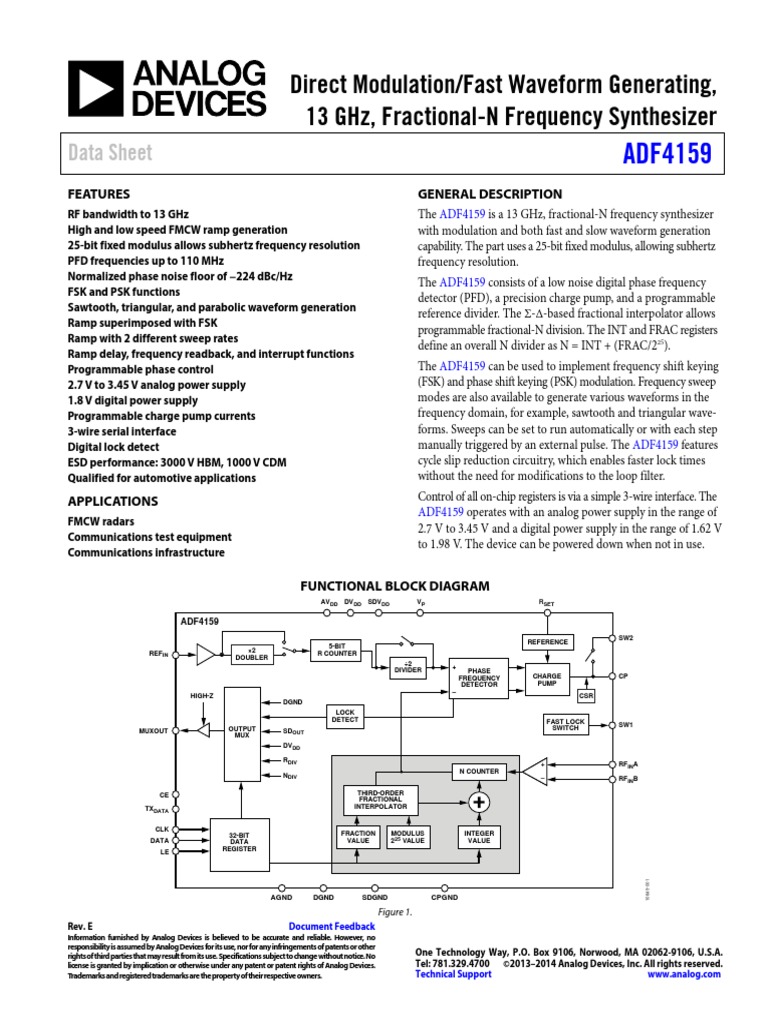 ADF4159 | PDF | Modulation | Hertz