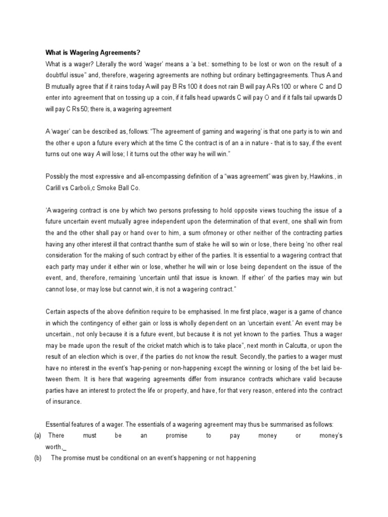 What Is Wagering Agreements | PDF | Derivative (Finance) | Futures Exchange