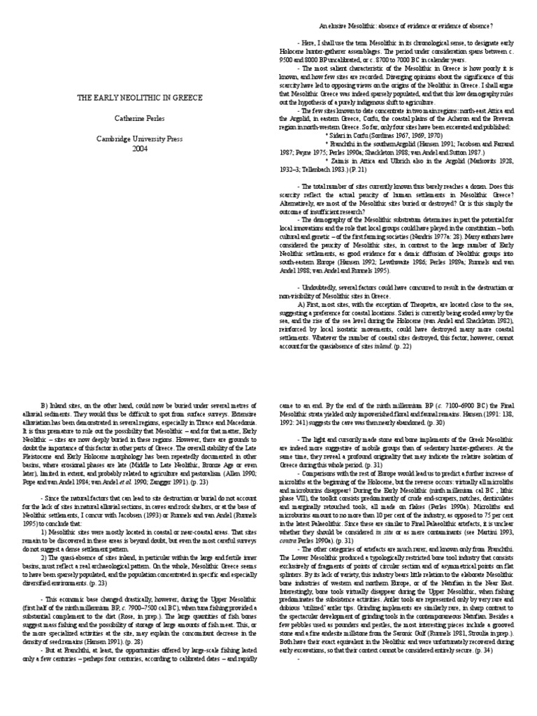 Mesolithic Greece: Settlement Patterns and Evidence | PDF | Stone Age ...