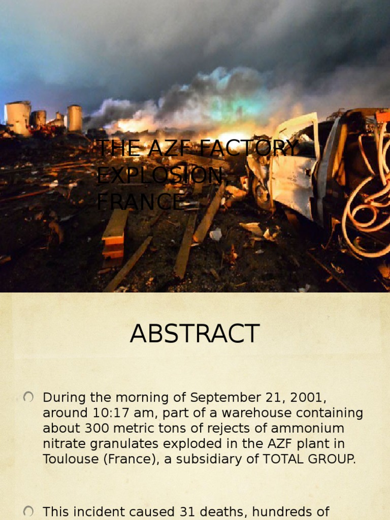 The Azf Factory Explosion | PDF | Nitrogen | Ammonia