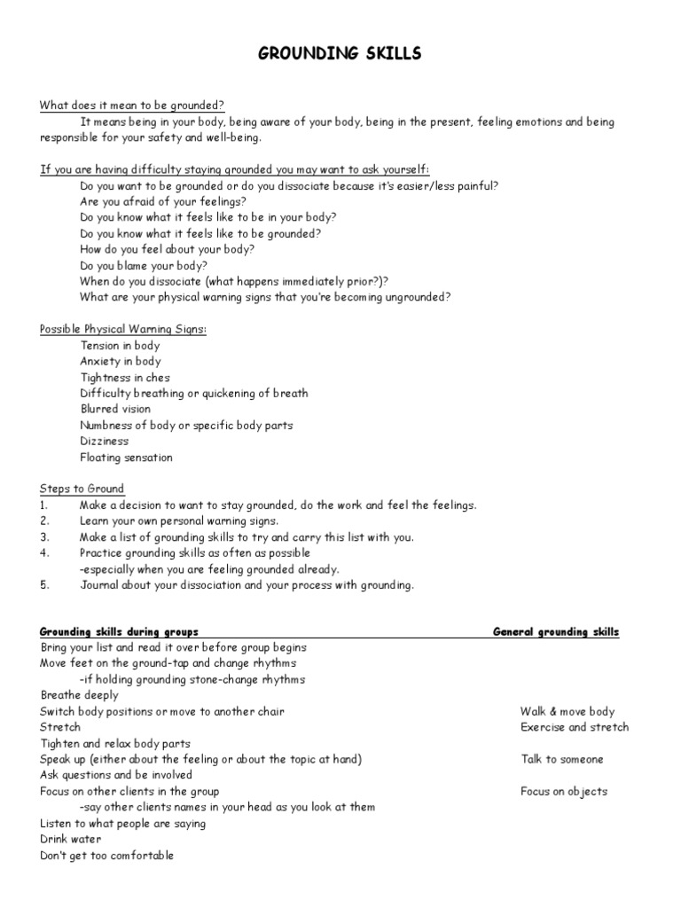 Grounding Skills | PDF | Emotions | Memory
