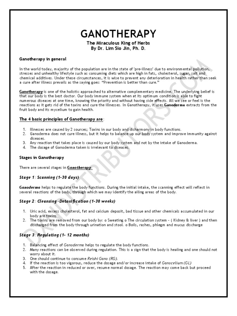 Understanding Ganotherapy Benefits | PDF | Dose (Biochemistry) | Chemistry