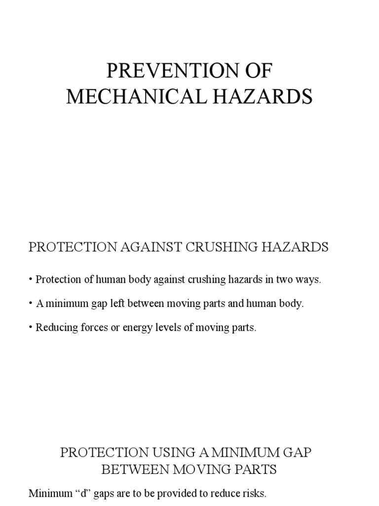 Prevention of Mechanical Hazards | PDF | Hazards | Safety