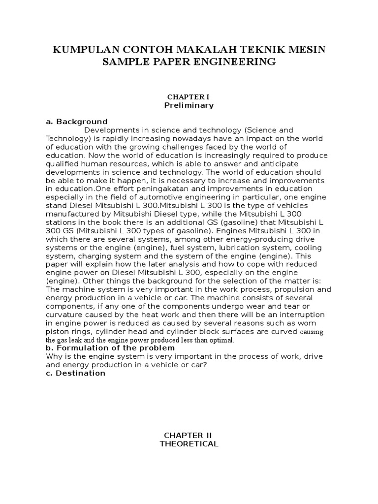 Kumpulan Kumpulan Contoh Makalah Teknik Mesin Sample Paper Lengkap ...