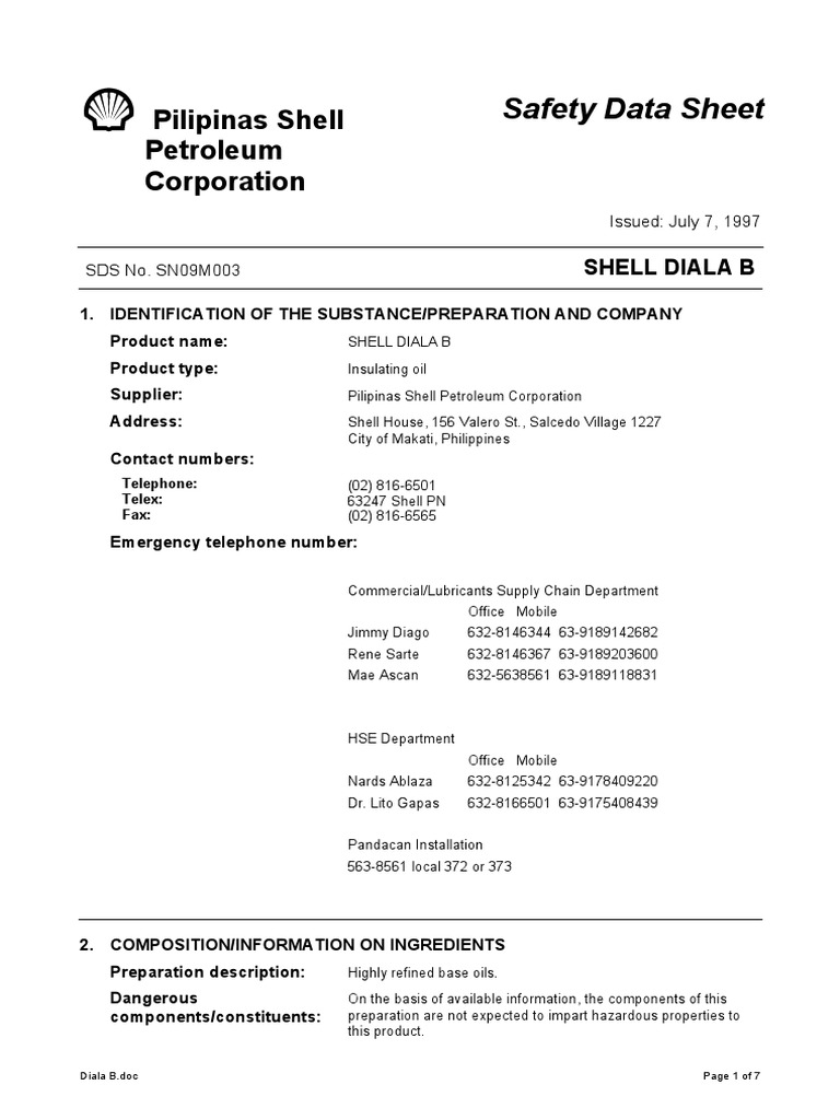 Diala B Msds | PDF | Toxicity | Water