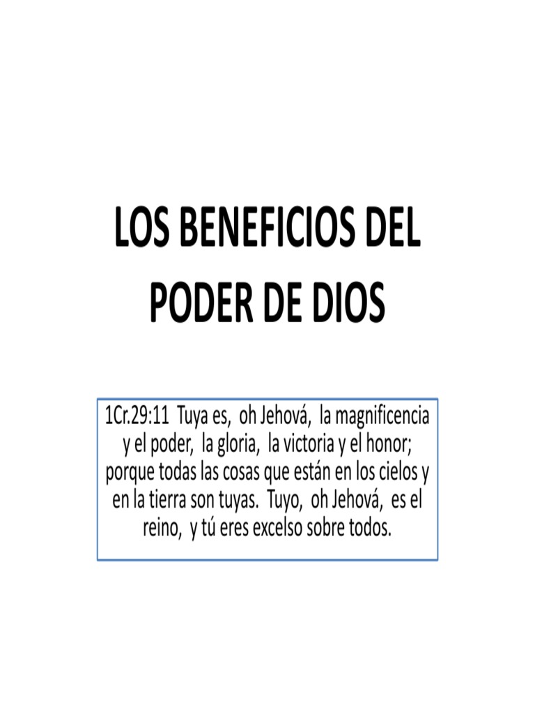 Los Beneficios Del Poder de Dios | PDF | Jesús | Cristo (título)