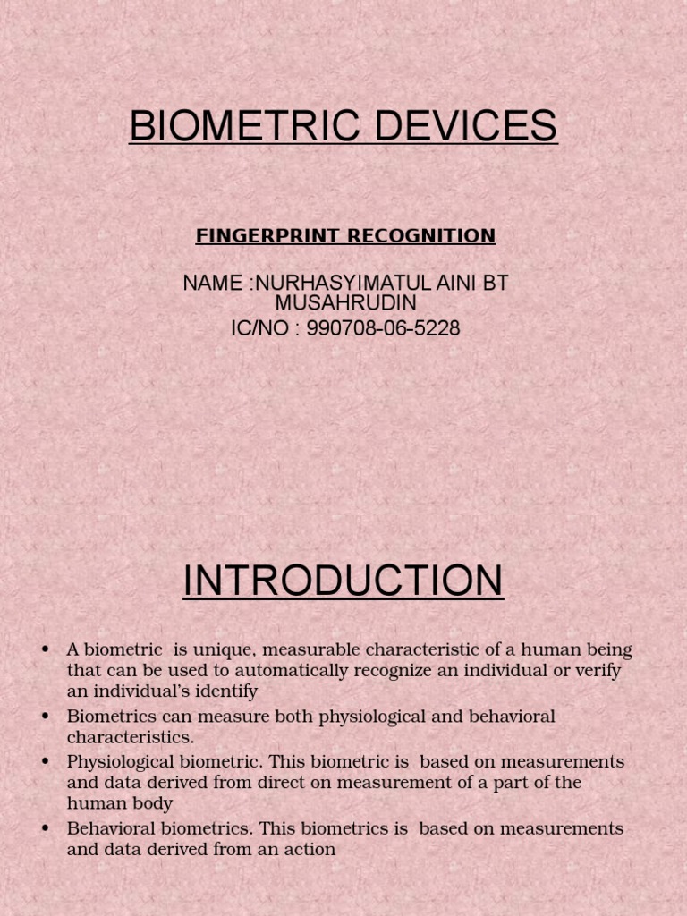 Biometric Devices | PDF | Biometrics | Security Technology