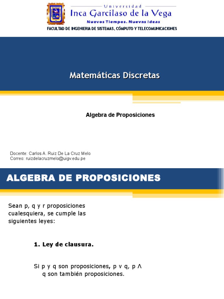 Algebra de Proposiciones | PDF | Proposición | Verdad