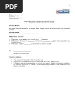 Dormant Account Reactivation Form | PDF | Finance & Money Management