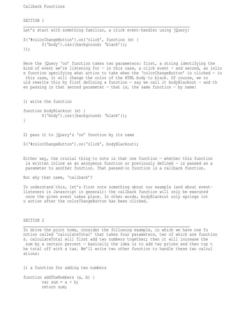 Javascript Callbacks Under The Hood Pdf Callback Computer Programming Java Script