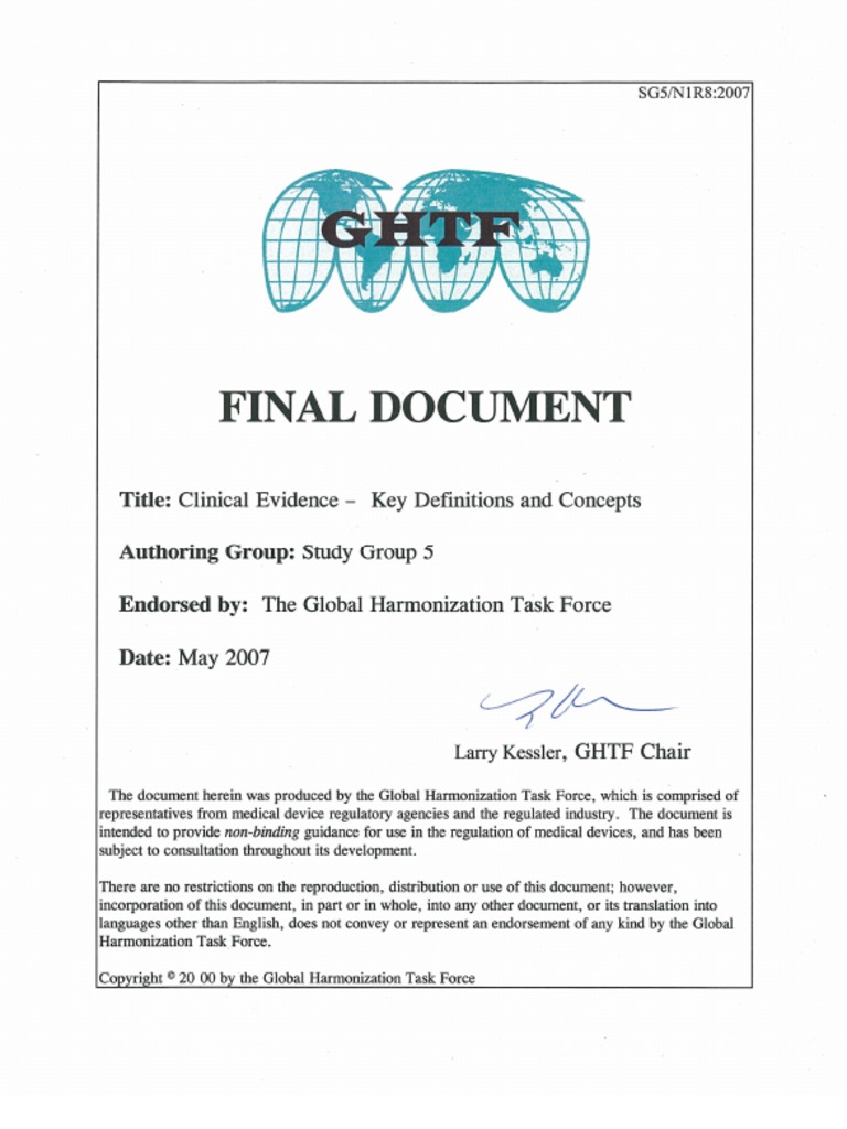 GHTF Sg5 n1r8 Clinical Evaluation Key Definitions 070501 | PDF ...