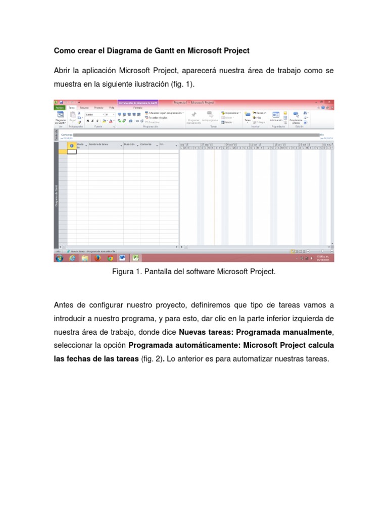Tutorial Diagrama de Gantt en Microsoft Project | PDF | Point and Click | Calendario