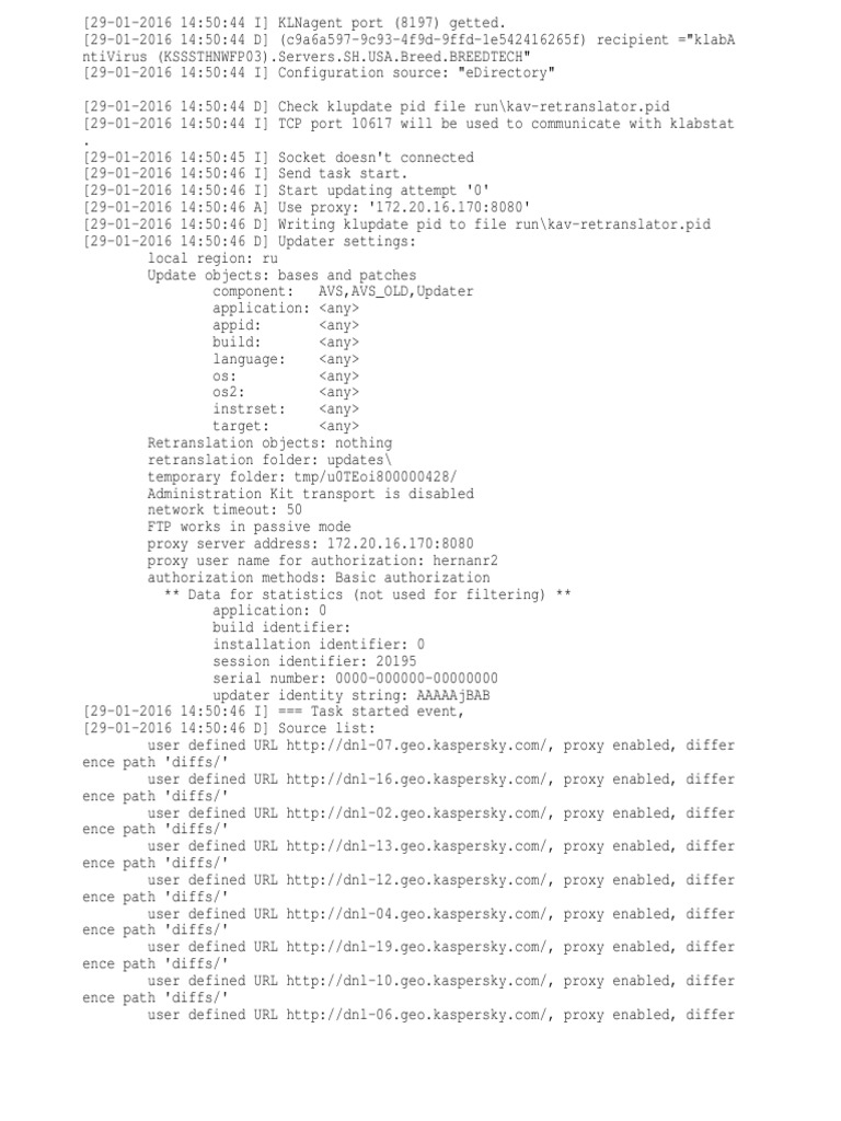 Kaspersky Update Process Log | PDF