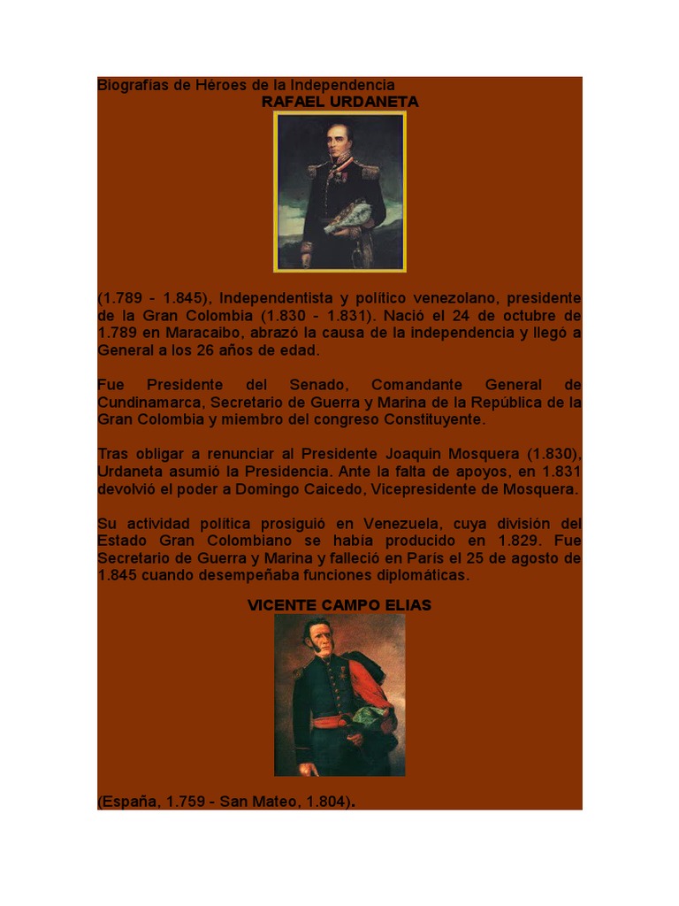 Biografías de Héroes de La Independencia | PDF | Venezuela | América ...