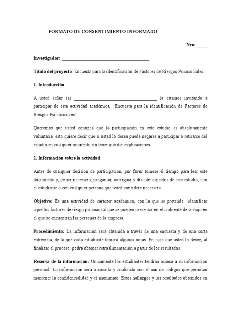 Formato de Consentimiento Informado