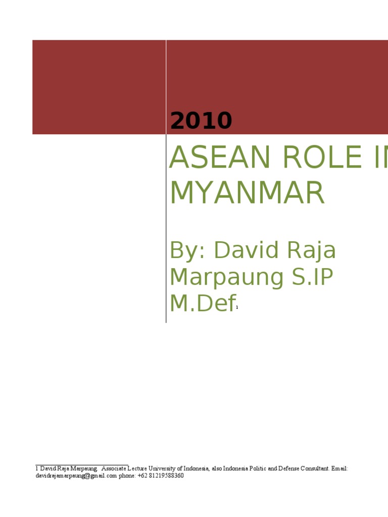 ASEAN Role in Myanmar | PDF | Association Of Southeast Asian Nations ...