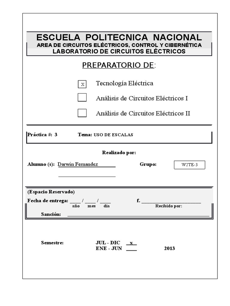Preparatorio 3-Tecnologia Electrica EPN | PDF | Corriente eléctrica | Electromagnetismo