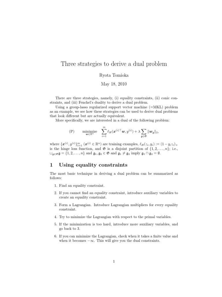 Three Strategies To Derive A Dual Problem | PDF | Mathematical Concepts ...