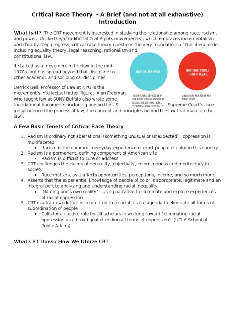 CRT Student Handout | PDF | Critical Race Theory | Intersectionality