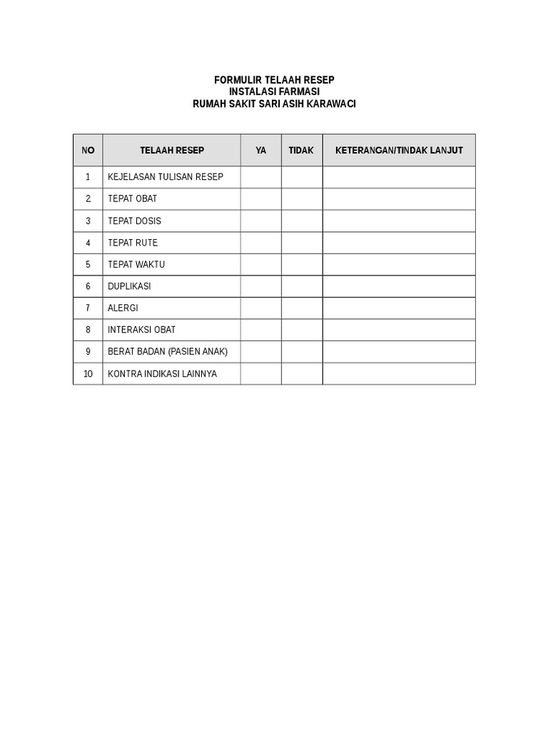Formulir Telaah Resep | PDF